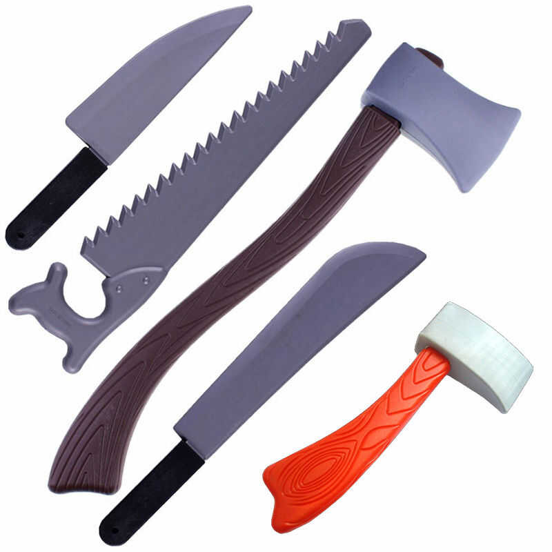 Fake axe prop, large kitchen knife, plastic saw, sharp knife, curved ...