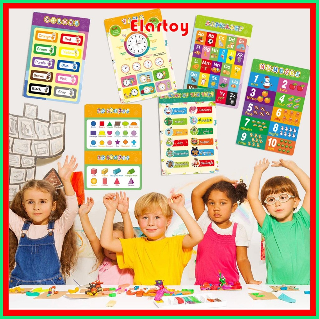 10 Pcs ABCD Chart For Kid Educational Set Wall Colors Numbers Alphabet ...