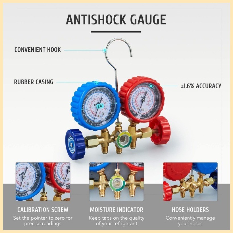 [Delivery 24 Hours] R134A Aircon Manifold Gauge Freon Pressure AC ...