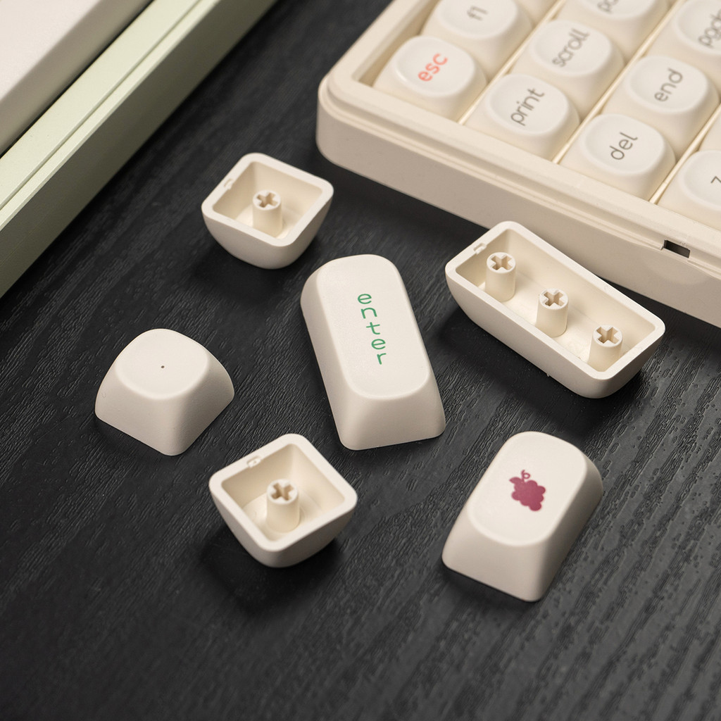 Yogurt keycaps Off-white MOA Profile cute Round PBT keycap set for ...