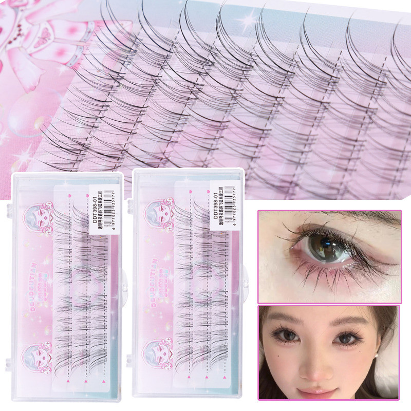 3/10Rows Oblique Flying Fox Upper Eyelashes - Transparent Eyelash Root - Manga Eyes Lashes ...