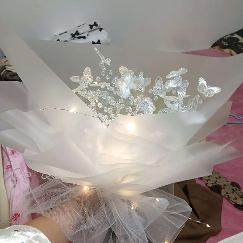 ins Butterfly Light String Bouquet Creative DIY Flower Bouquet ...