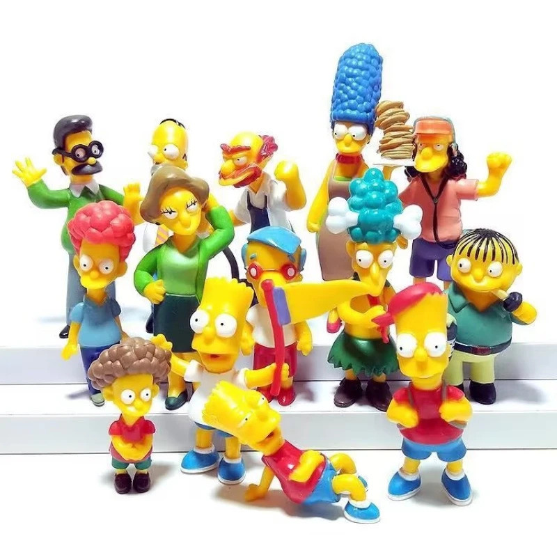 14Pcs Simpsons Cartoon Action Figures Funny Marge Bart Mini Pvc Desktop ...