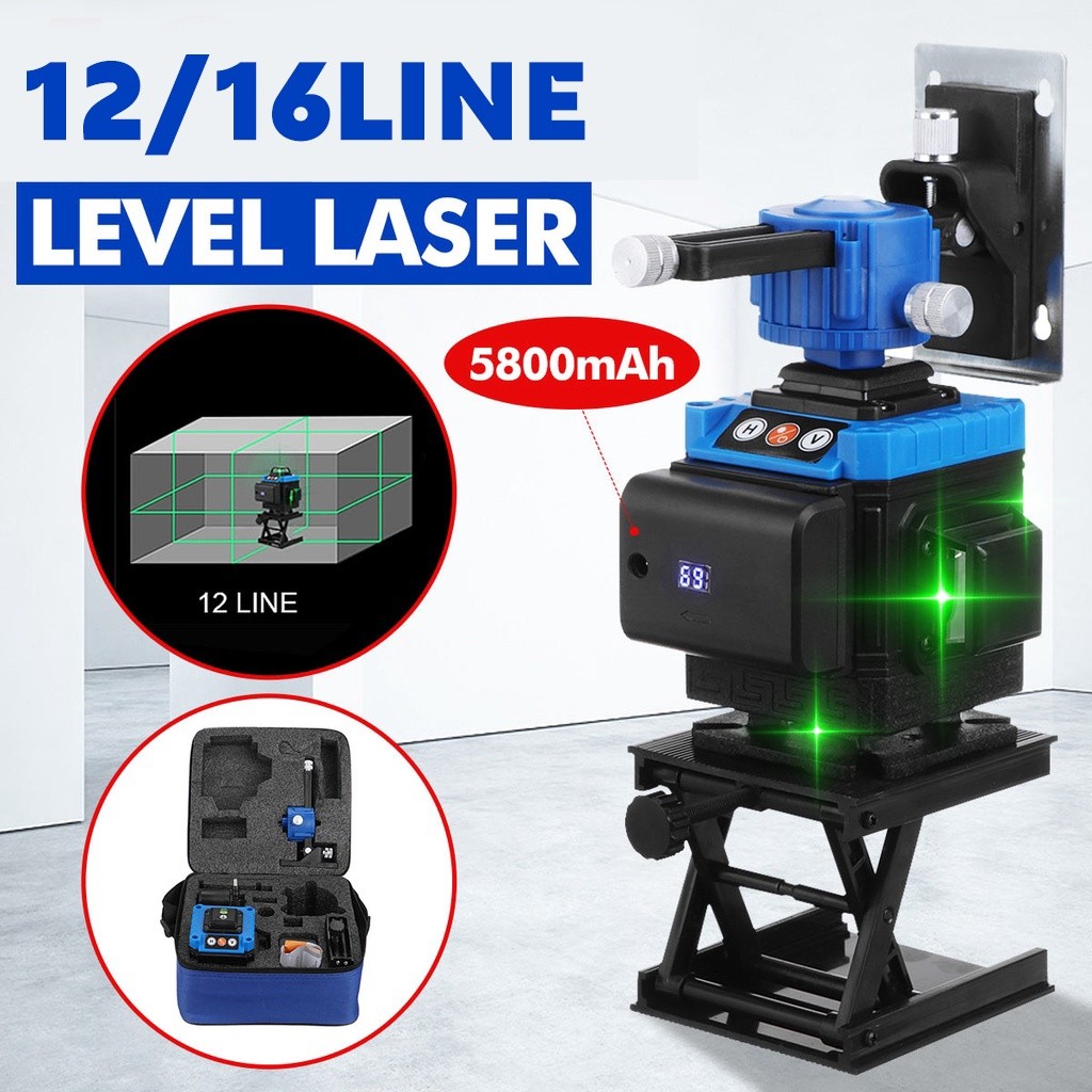 ۞ 16/12 Line Laser Level Digital 3D Self-Leveling 360° Rotary Measuring ...