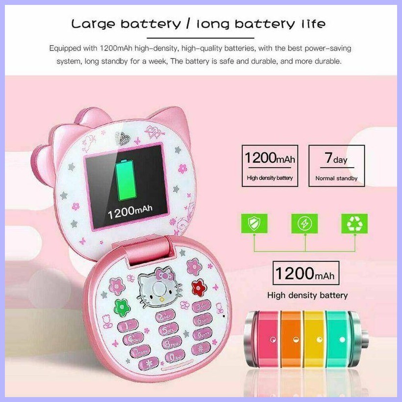 Mini Phone Cute Hello-Kitty K688 Children's Mobile Flip Smart Chip Girl ...
