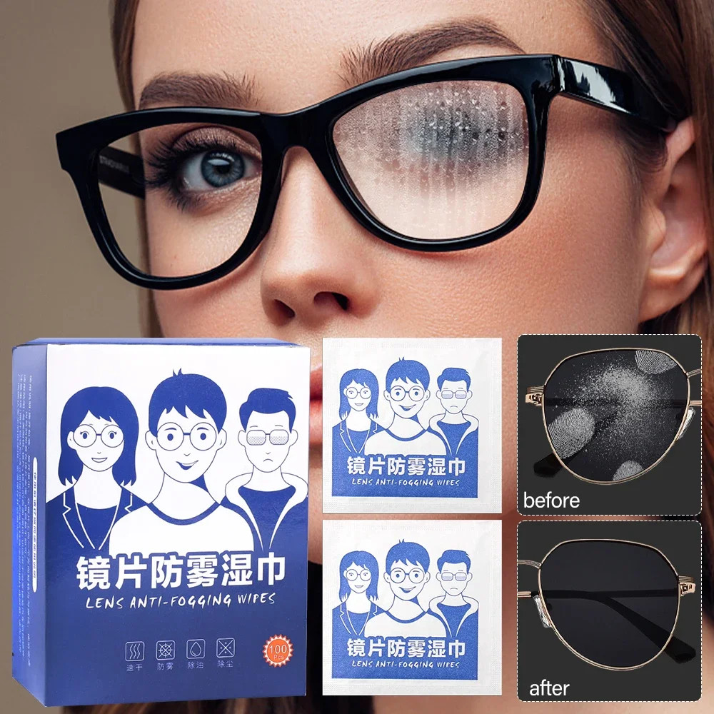 100pcs Disposable Eyeglasses Cloth Anti-fog Screen Cleaning Cloth ...