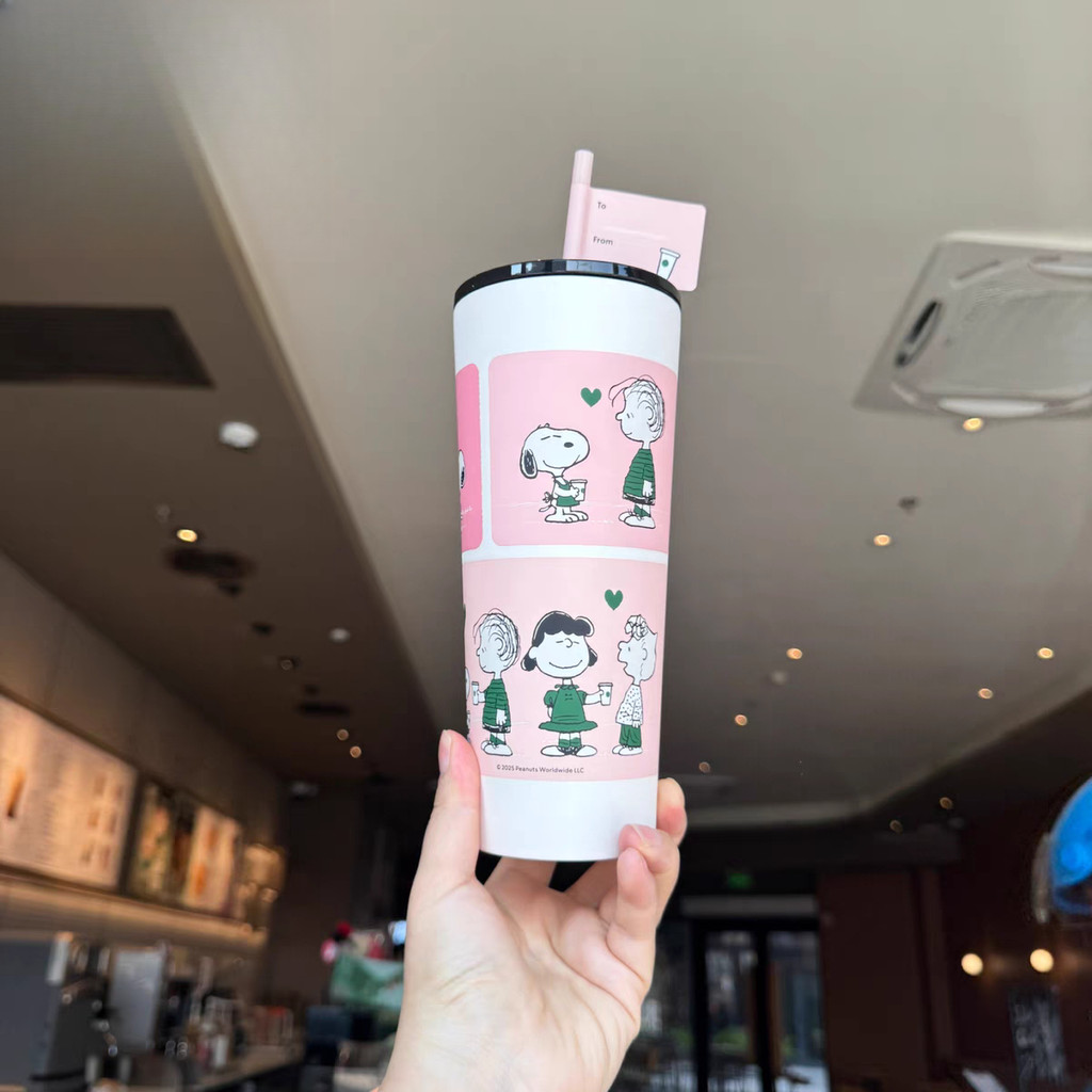 Starbucks Cup Snoopy Cartoon Creative Stainless Steel Thermal Cup Straw Cup Co-branded Series ...