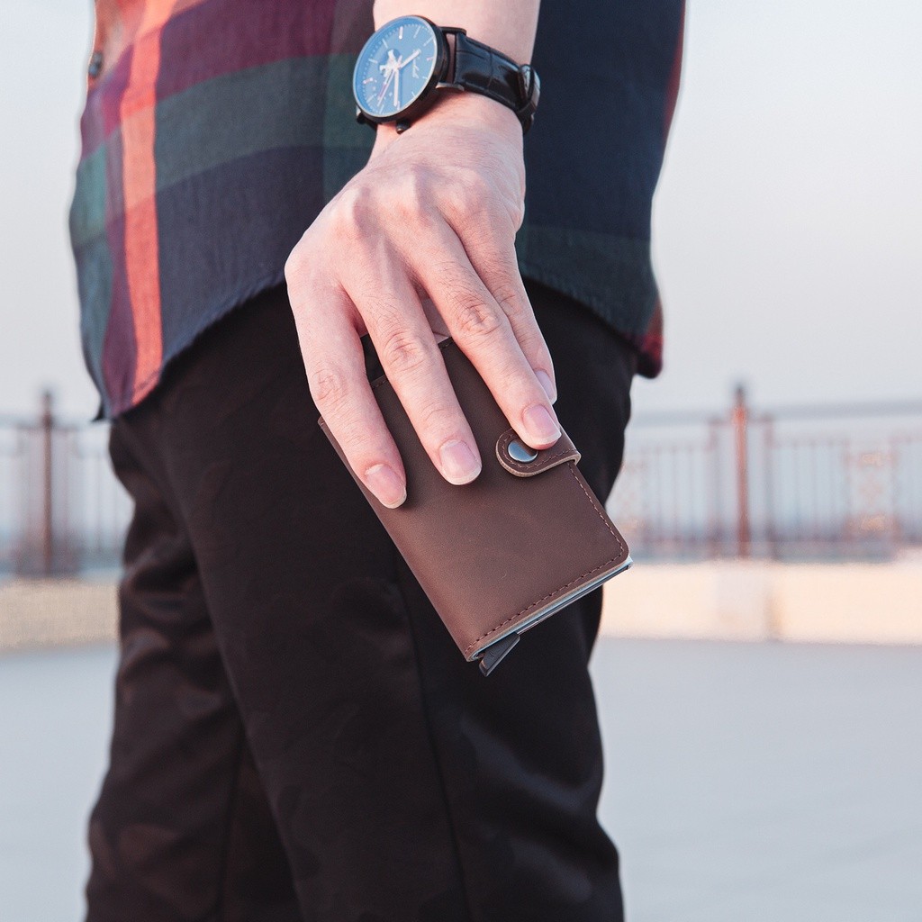 Rfid Automatic Pop-up Card Holder Wallet for Men Carbon Fiber Credit ...