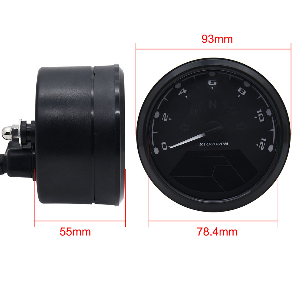 Universal Digital Motorcycle LCD Screen Speedometer Odometer Techometer ...