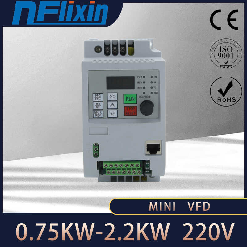 Single-Phase HOT 0.75Kw/1.5Kw/2.2Kw Inverter Output 1-Phase VFD Frequency Converter Adjustable ...
