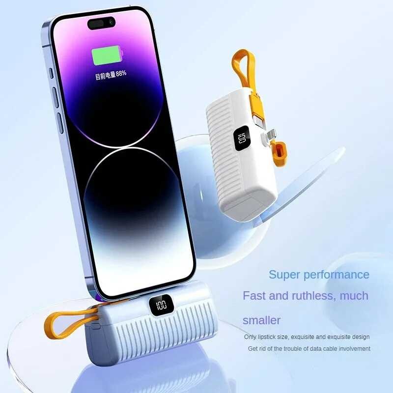 Phone Mini 5000Mah Portable Big Capacity Powerbank 2In1 Lighting Type-C ...