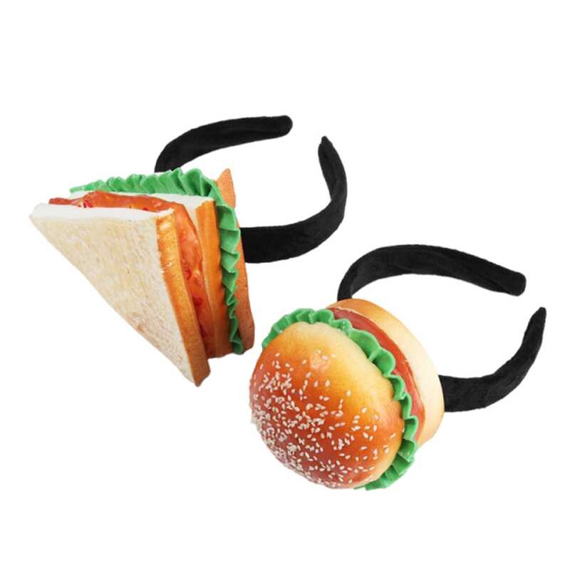 Pcs 2 Burger Bun Headband Donut Headbands Hat Costume Novelty Food Hats ...