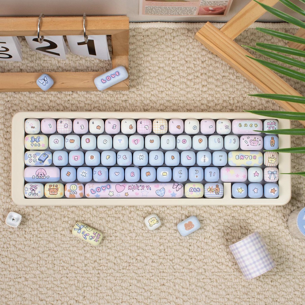 MOG profile Cute Round PBT Bun Keycaps for Mechanical Keyboard | Shopee ...