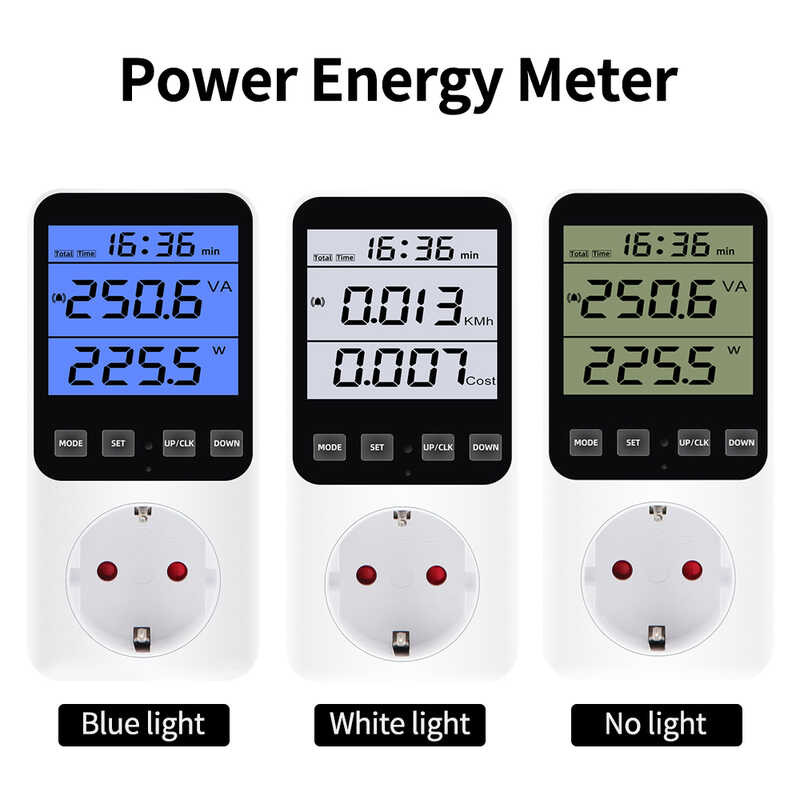 Digital 5 Power Meter 230V Wattmeter Socket Analyzer LCD AC Voltmeter ...
