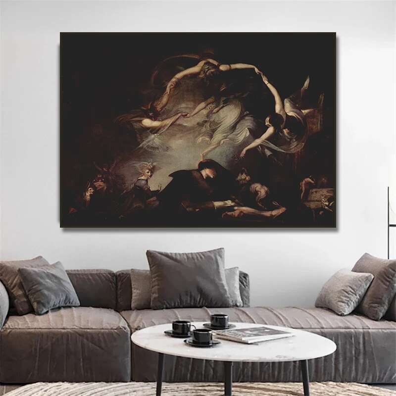 Witches Dancing Oil Painting Prints Vintage Gothic Posters Dark ...