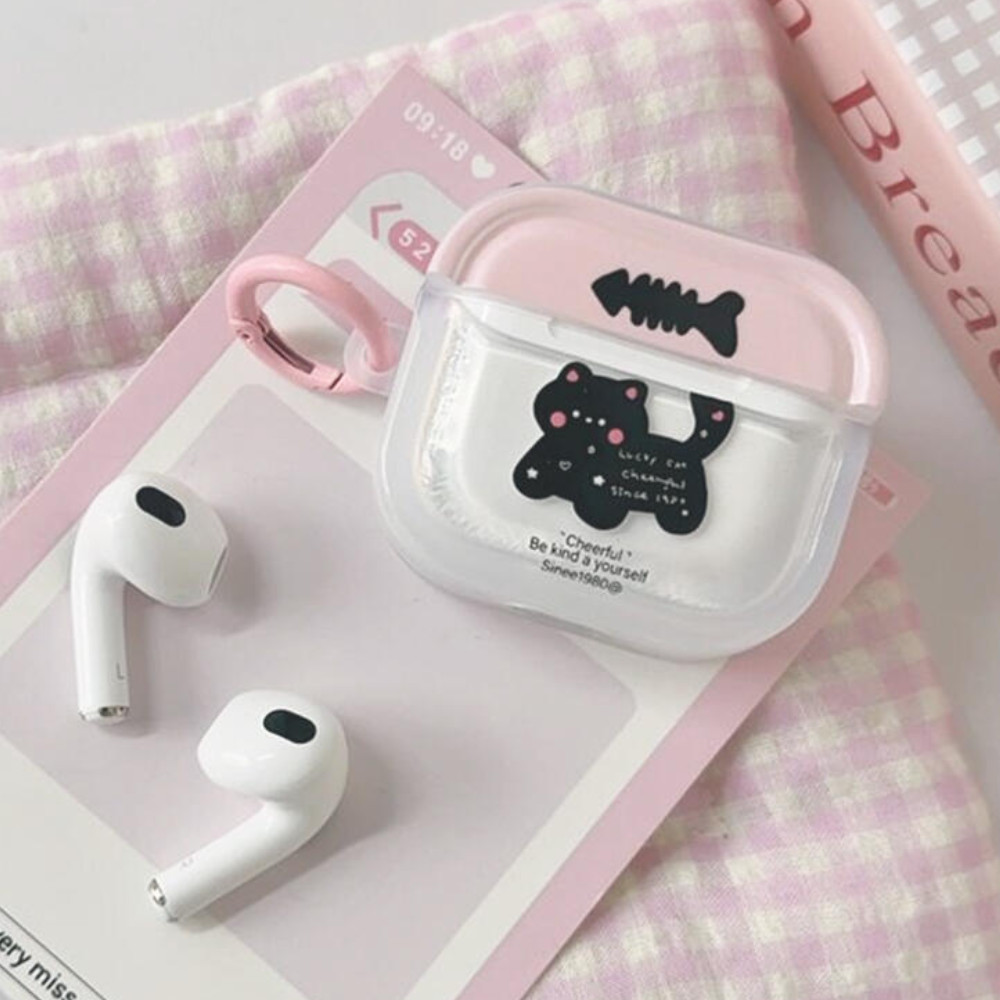 Cute Black Cat Matte Earphone Cover for Airpods 1/2/3/4 Pro 2 Anti-lost ...