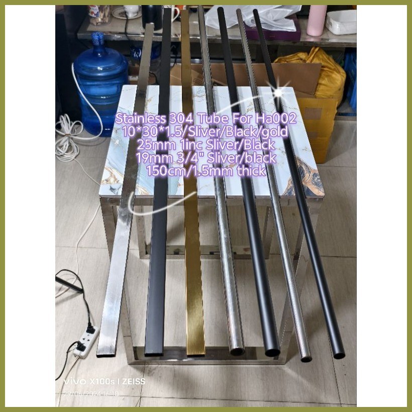 150Cm Stainless304 Rec Tube/Railing Bar (10mm*30mm*1.5mm)(12mm*25mm*150cm) Round tube 19/25mm ...