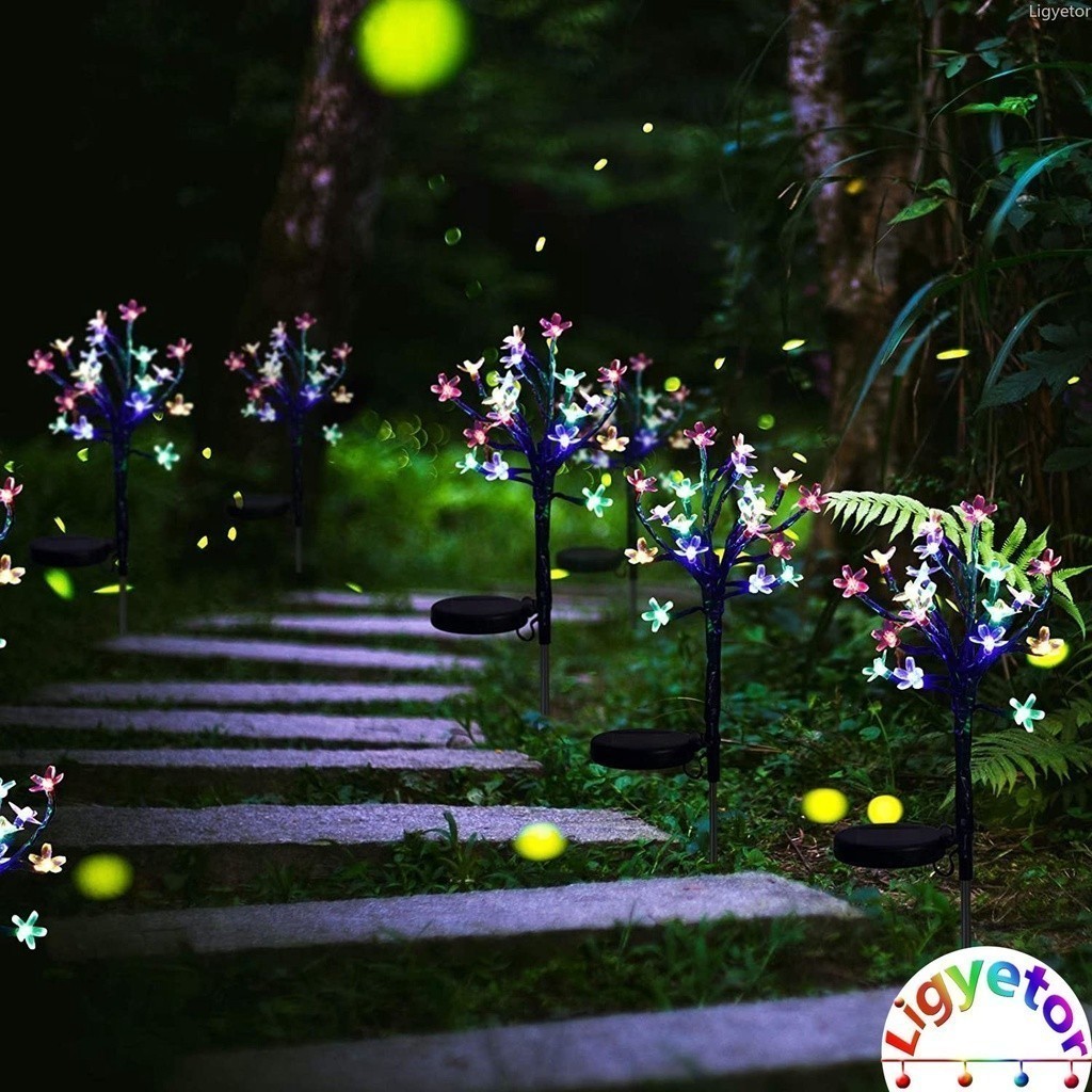Ligyetor Solar Flower Lights, Cherry Blossom Lamp Waterproof Lights ...