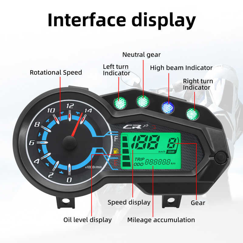 3D Meters 3 Instrument LED Digital Dashboard Motorcycle Speedometer ...