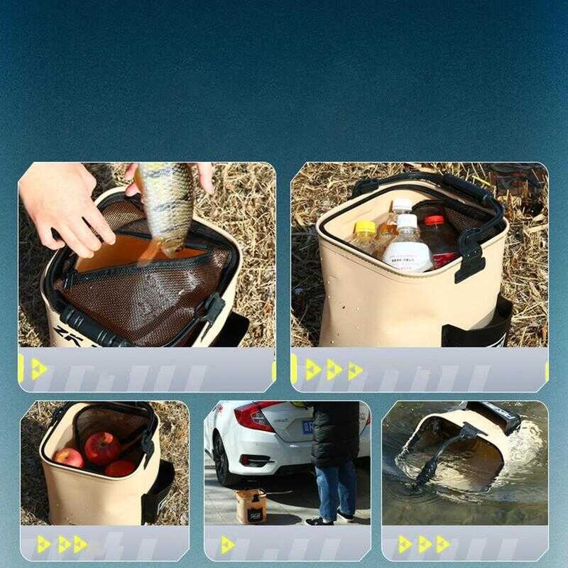 Folding Bucket EVA Tank 8L/14L Fishing Tackle Live Fish Box Portable ...