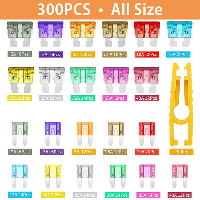 Combination 300Pcs Kit, Type Automotive Fuse Standard At Mini Size ...