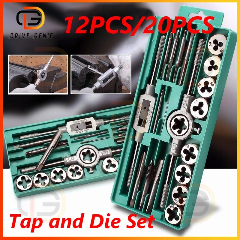 12PCS/20PCS Adjustable Tap and Die Set Hand Tap Wrench Threader Metric ...
