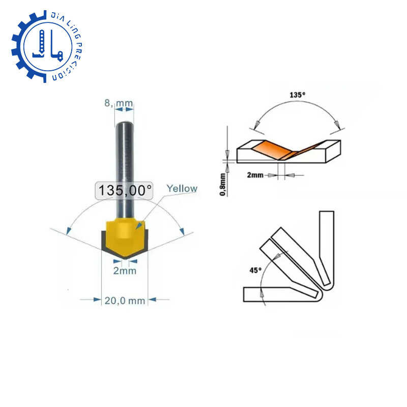 Edge 6Mm Double Folding V Groove Router Bits For Wood/Acp/Acm Carbide ...