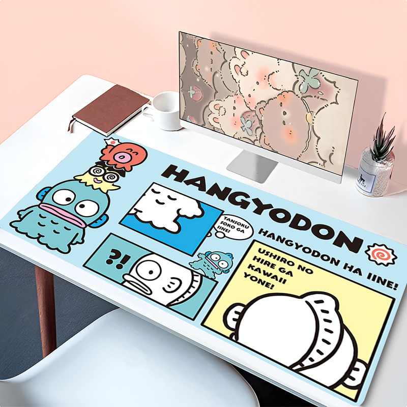 Sanrio Hangyodon Mouse Pad Kawaii Blue Cartoon Mousepad Laptop White ...