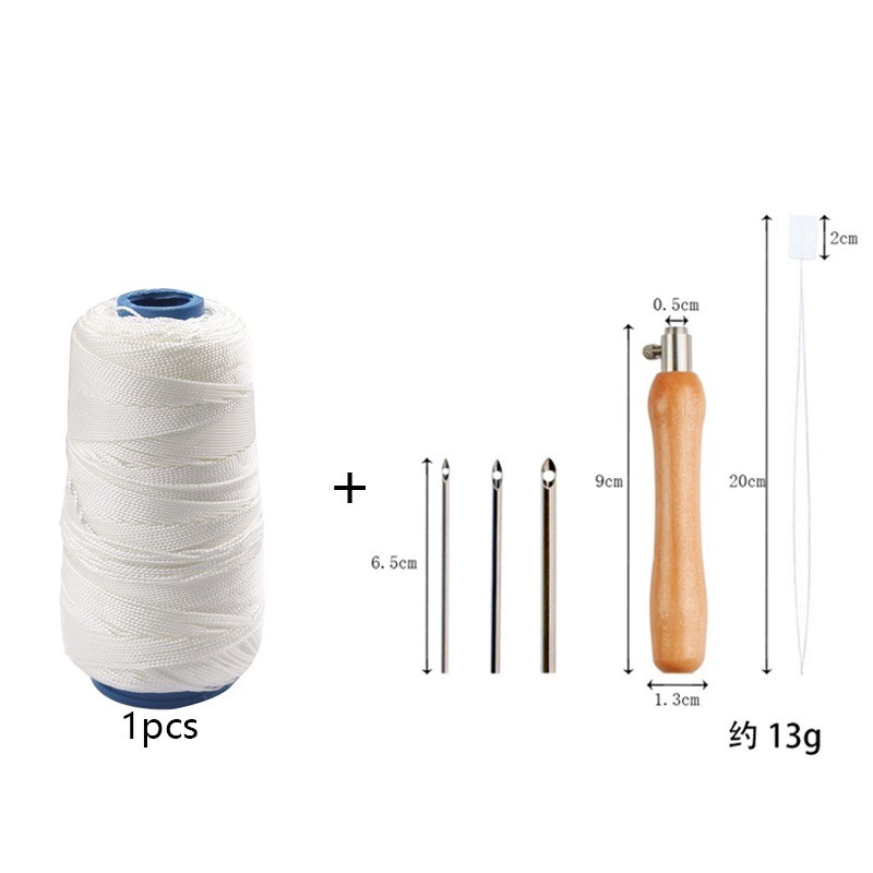 300M Nylon Sewing Thread Wooden Handle Puncture Needle Set Replaceable ...