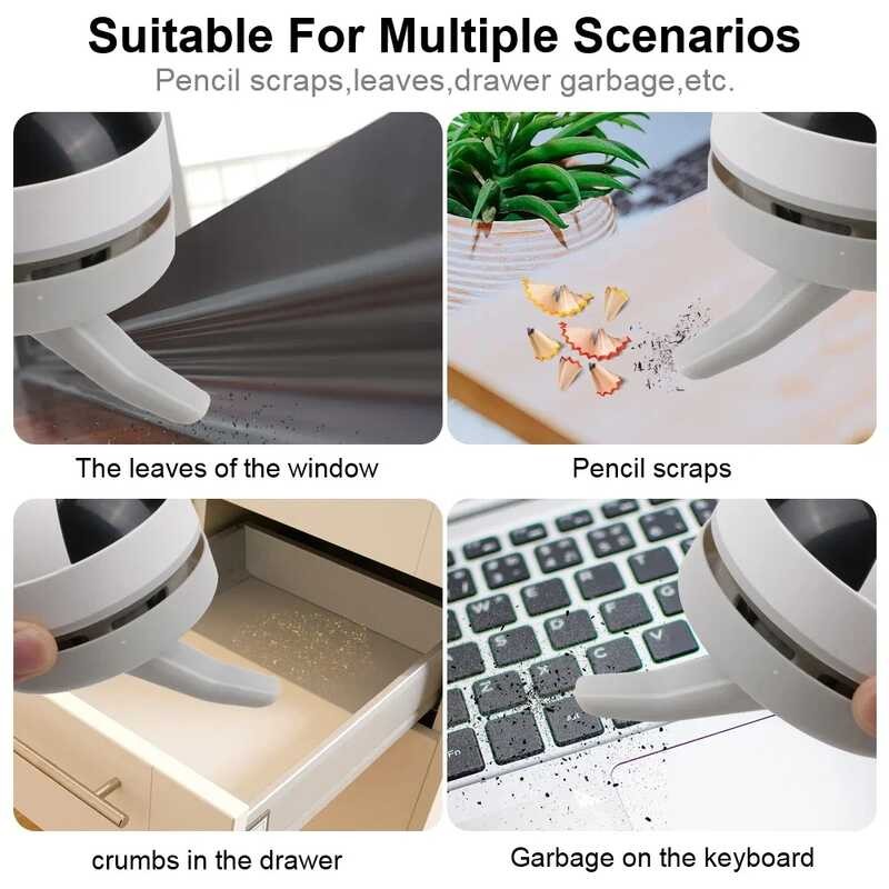 With Desk Clean Brush For Home Office Table Sweeper Desktop Mini Vacuum ...