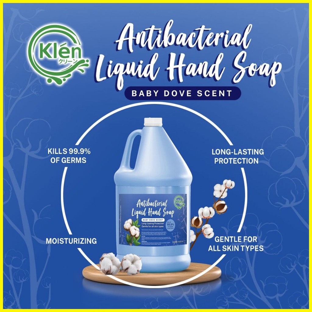 ∈ Klen Antibacterial Liquid Hand Soap Baby Dove Scent Gallon 3.5 liters ...