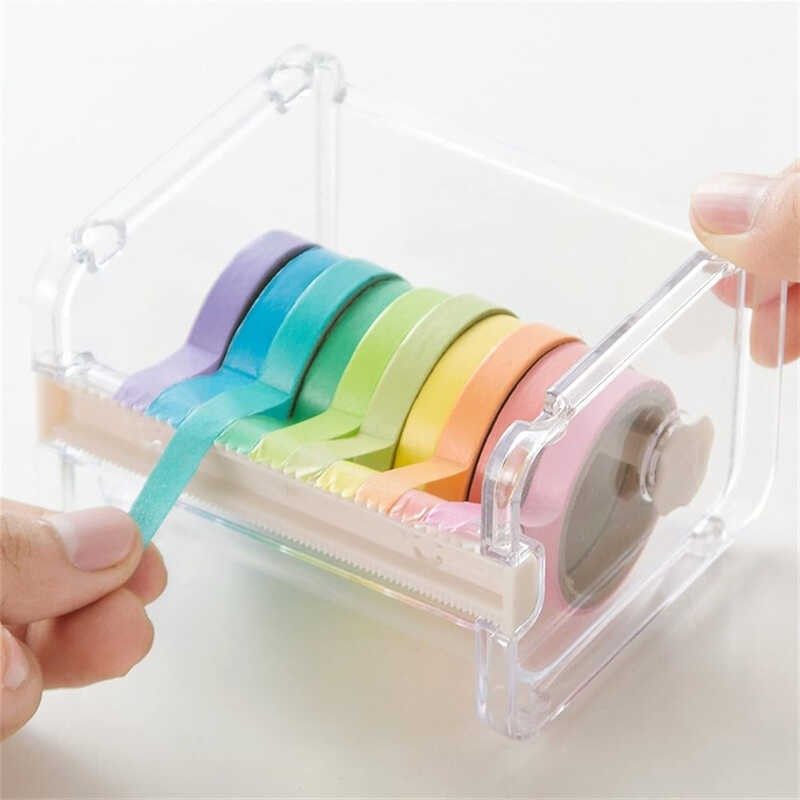 Washi Creative Cutter Set Tool Transparent Holder Tape Dispenser School ...