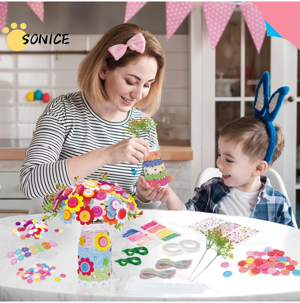 Flower Craft Kit For Kids Make Your Own Flower Bouquet With ButtonsDIY ...
