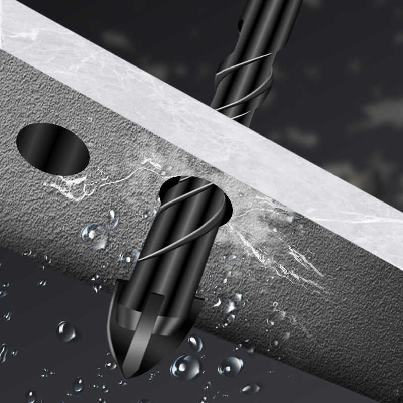 Hexagonal handle double groove glass drill, four blade cross spiral ...