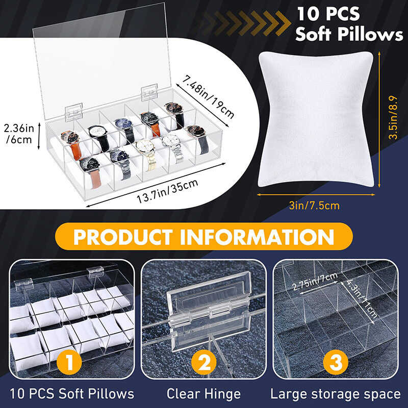 transparent Acrylic watch box, gift high-end square 10 grid single ...