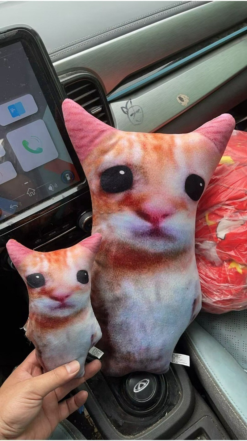 Cute Meme Cat Plush Toy Big Floppa Plushie Doll Sad Meme Cat Stuffed ...