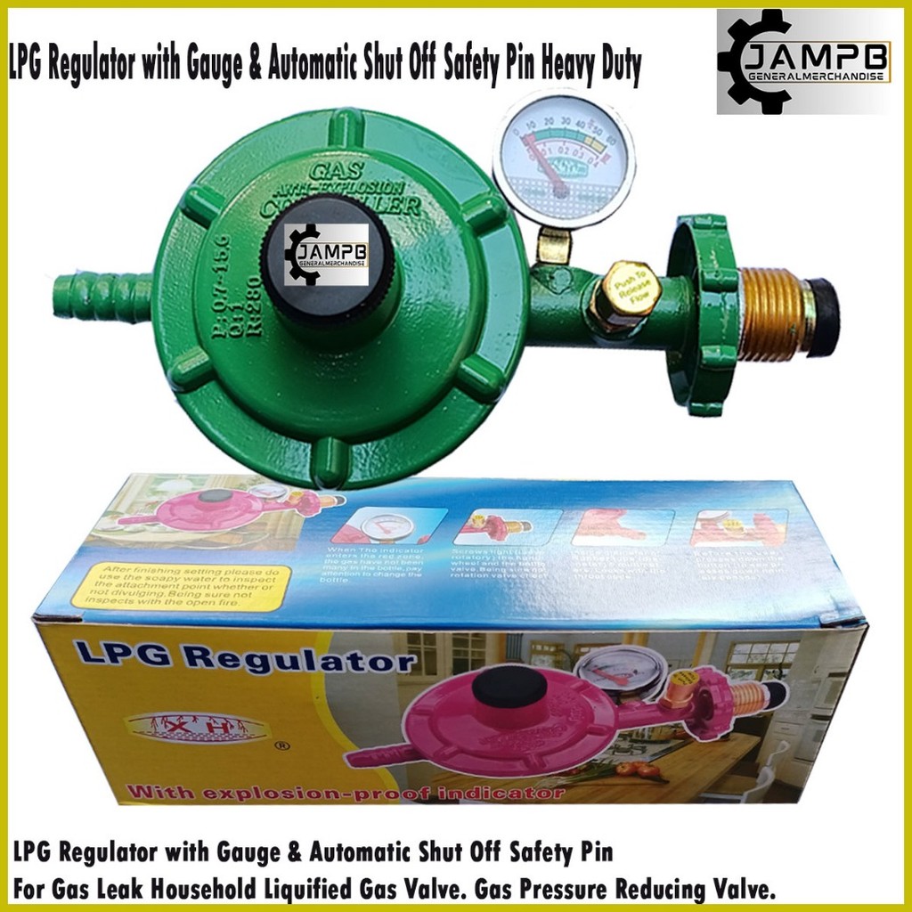 LPG Regulator with Gauge and push button safe for fire explosion heavy ...