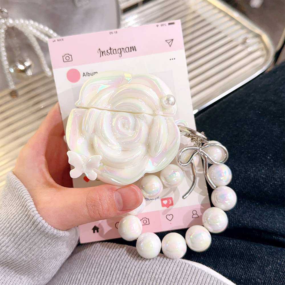 Luxury 3D Laser Flower Bead Chain Earphone Cover for Airpods 1/2/3/4 ...