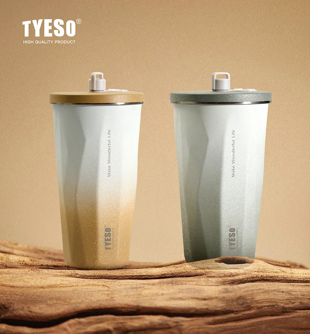 Tyeso 470ml/600ml Stainless Steel Tumbler with Straw Vacuum Insulated ...
