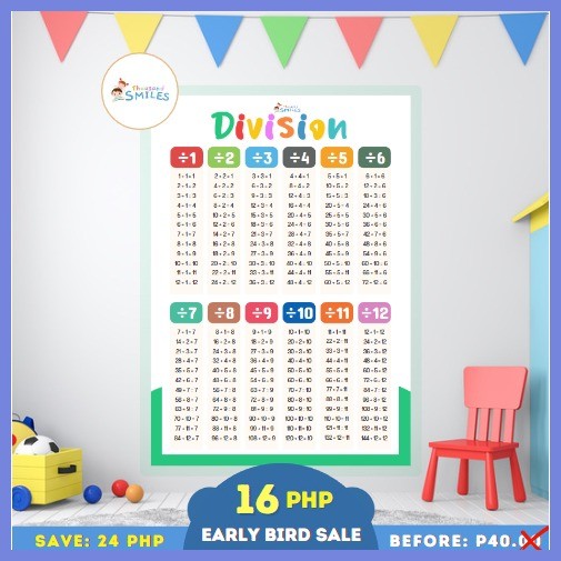 Thousand Smiles Division Table Chart for Kids Mathematics Laminated A4 ...