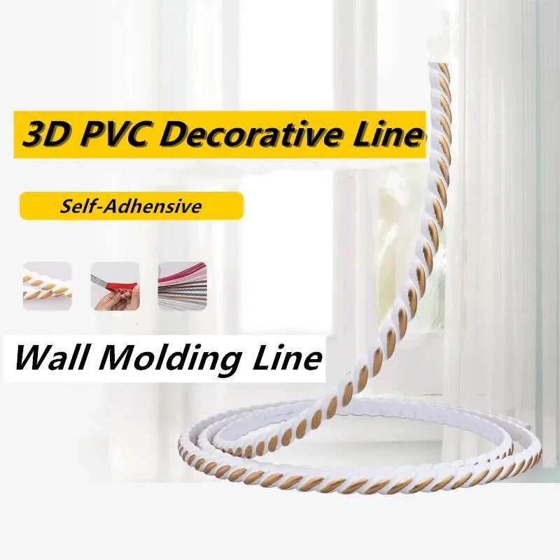 Decoration Home Trim Self-Adhesive PVC Wall Molding Ceiling Baseboard ...