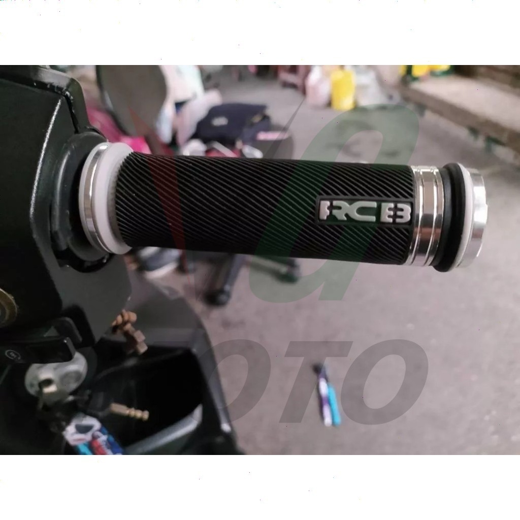 RCB Motorcycle Handle Grip Non-slip Rubber With Alloy Bar End Universal ...