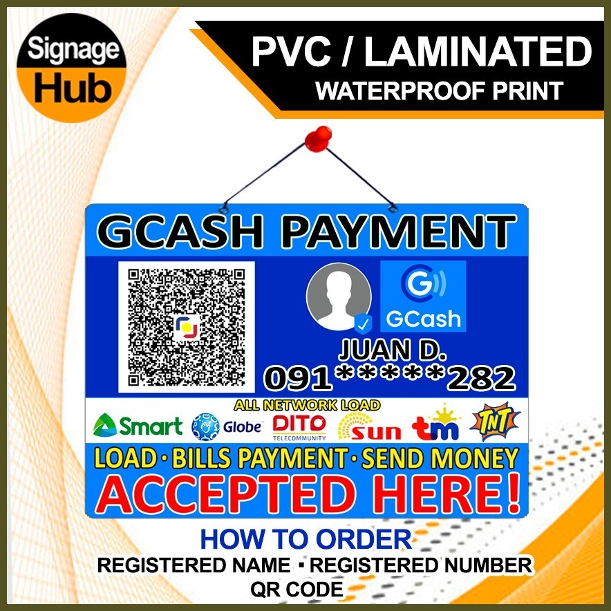 COD ️ GCASH PAYMENT with LOAD Signages | Scan to Pay QR Code ...