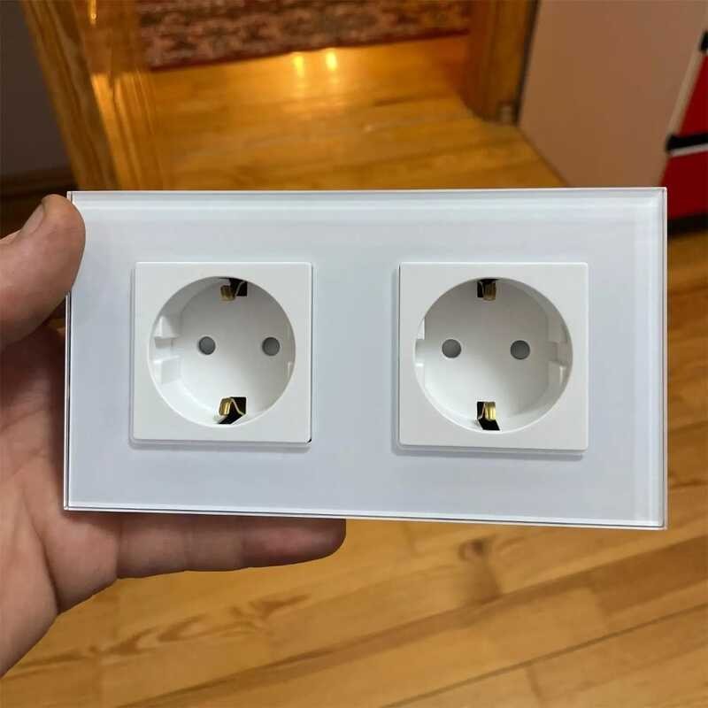 Socket EU Na May Crystal Glass Panel Electric Outlets 110-250V 16A ...
