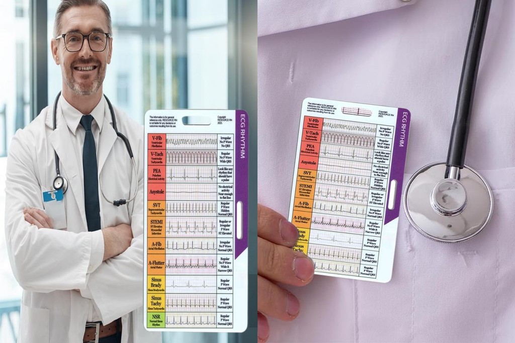 largesize| Ekg Rhythm Badge Card Quick Reference Ekg Guide Pocket Ekg ...