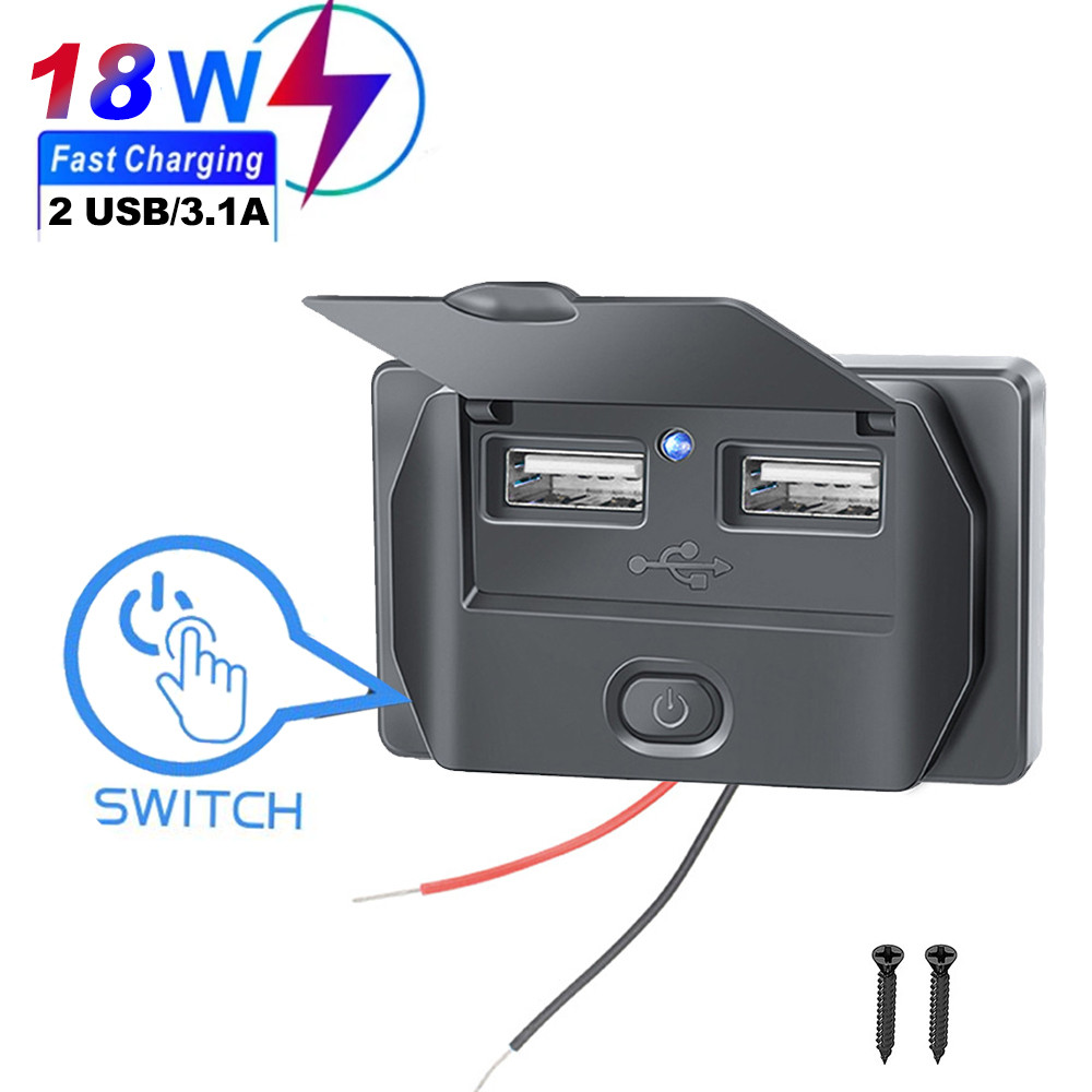 Quick Charge PD Type C Dual USB Ports Car Bus Charger Socket Adapter ...