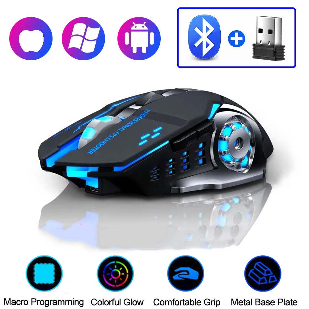 [Manila Stock] Silent Gaming Mouse Rechargeable Wireless Mouse 2.4GHz ...