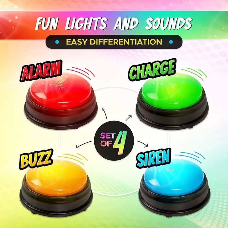 Answer Buzzers for Game Shows 4pcs Game Buzzers with Lights & Sounds ...