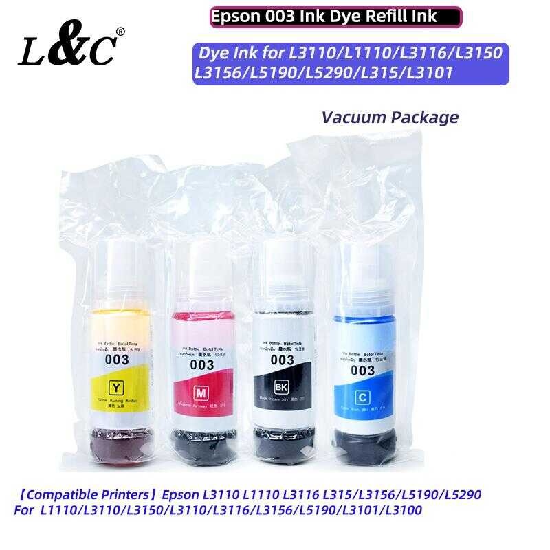 L&C Premium Refill Ink 003 Dye Ink Para Sa Epson Inkjet Printer L3110 ...