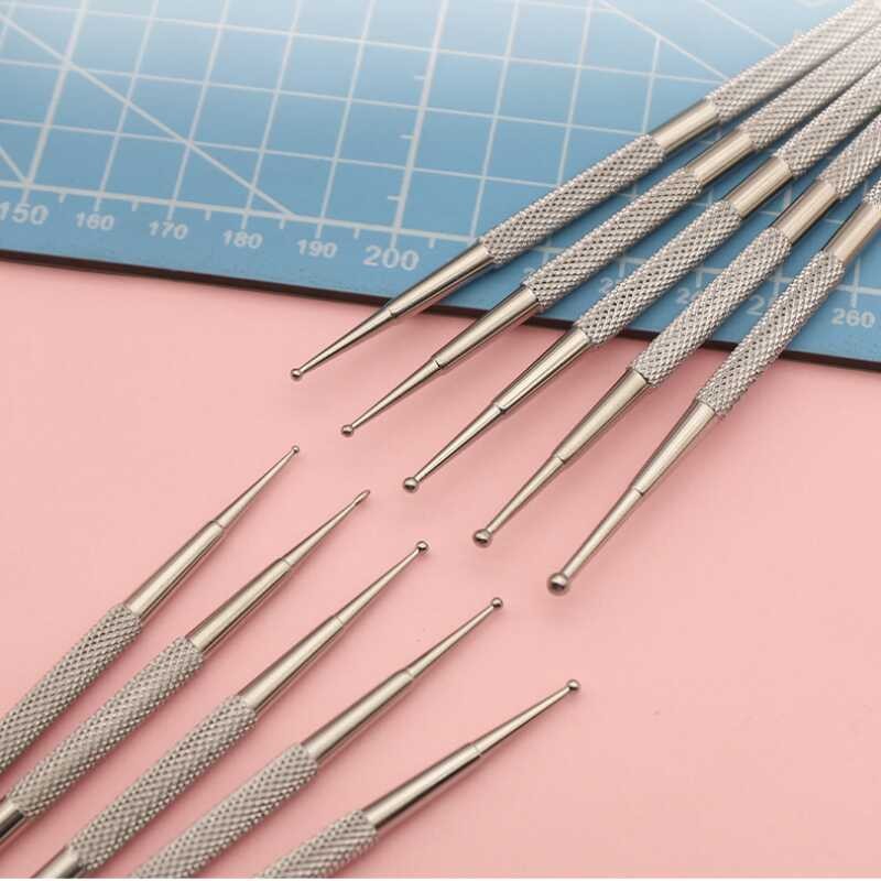 5Pcs Set Soft Pottery Stainless Steel Creasing Pen Double-Ended Round ...